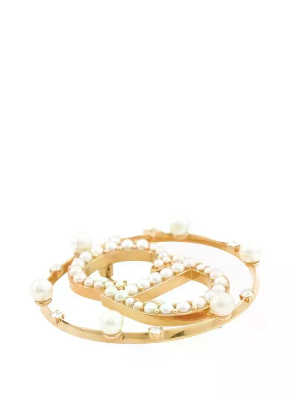 Dior 2010-2026 Plated Crystal And Faux Pearl Clair D Lune Brooch Costume Brooch - Gold