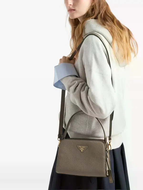 Prada Leather Mini Handbag - Grey