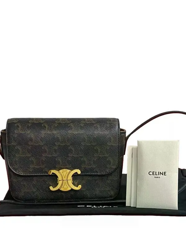 Celine 2021 Teen Triomphe Coated Canvas Triomphe Crossbody Bag - Brown
