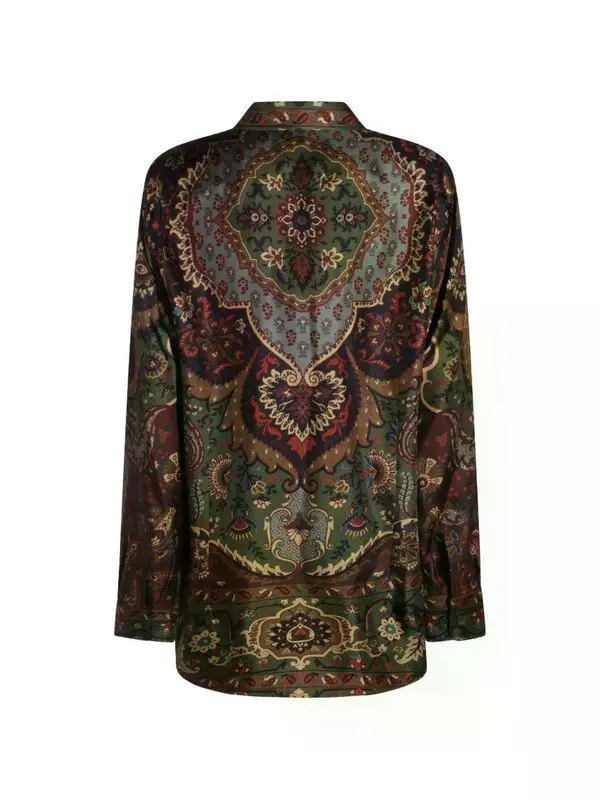 Etro Silk-blend Jacquard Shirt With Houndstooth Motif And Print