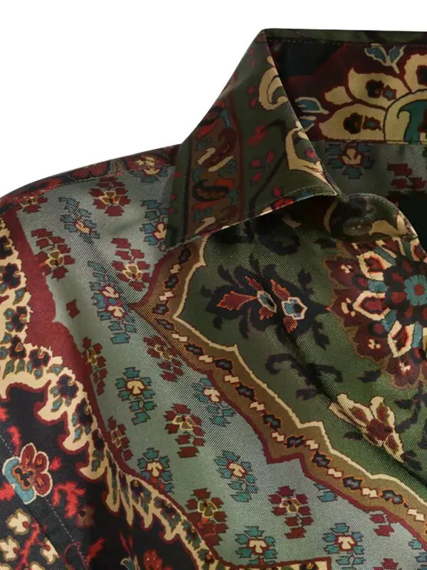 Etro Silk-blend Jacquard Shirt With Houndstooth Motif And Print