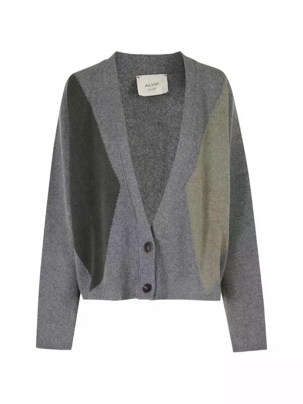 ALYSI Argyle-pattern V-neck Cardigan