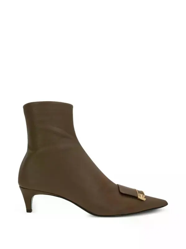 SERGIO ROSSI Evolv Buckle-detail Calf Leather Ankle Boots - Brown