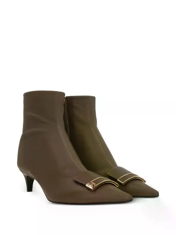 SERGIO ROSSI Evolv Buckle-detail Calf Leather Ankle Boots - Brown