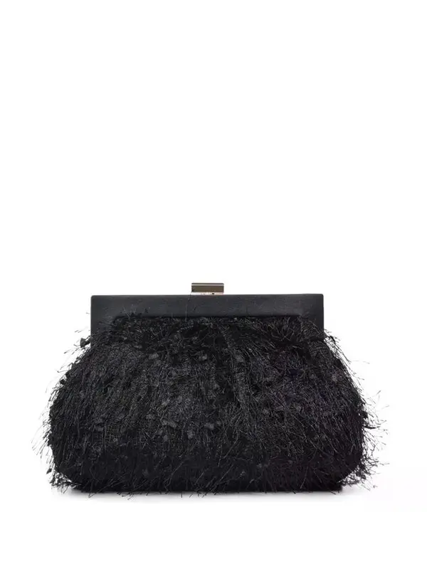 V°73 Feather-effect Clutch Bag - Black