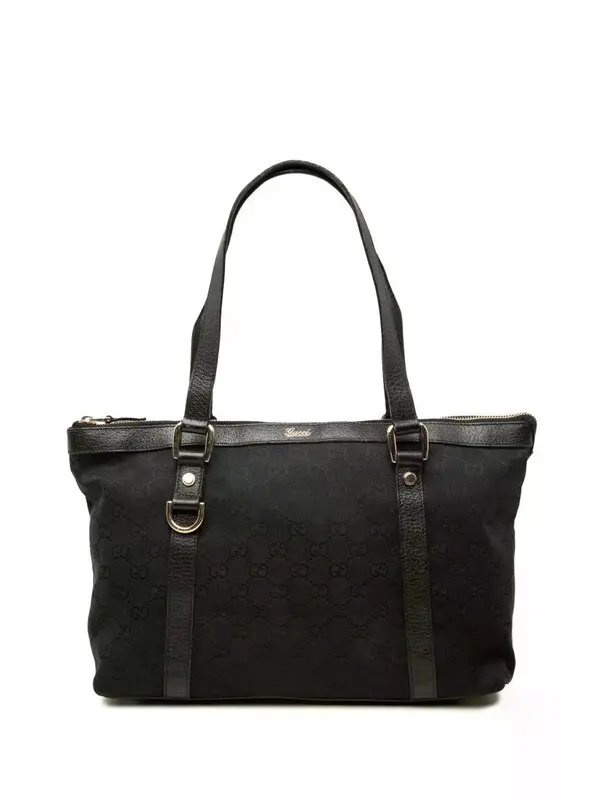 Gucci 2000-2015 Gg Canvas Abbey D Ring Tote Bag - Black