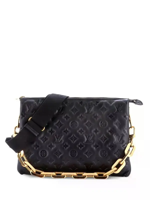LOUIS VUITTON Coussin Bag Monogram Embossed Lambskin Mm Crossbody Bag - Black
