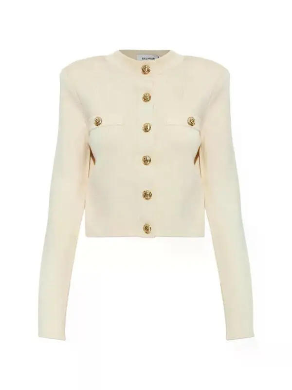 Balmain Shoulder-pad Button-up Cardigan - Neutrals