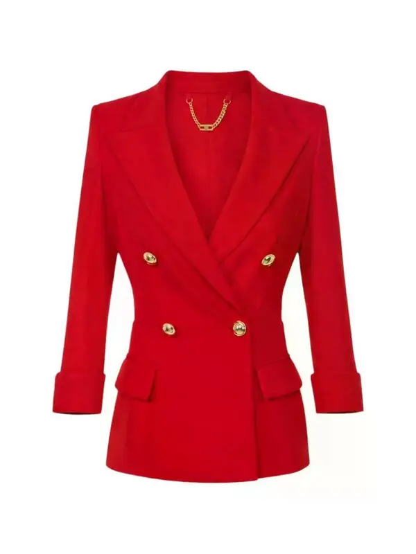 Elisabetta Franchi Double-breasted Peplum-hem Blazer - Red