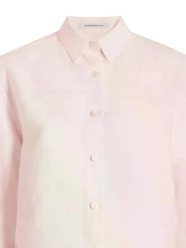 Another Tomorrow Oversized Button-front Linen Shirt - Pink