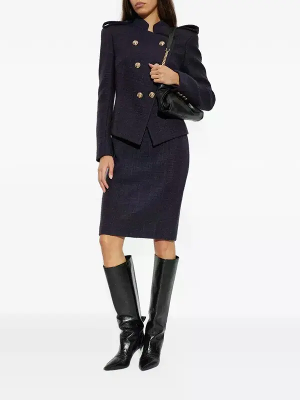 Balmain Tweed 6-button Jacket - Blue