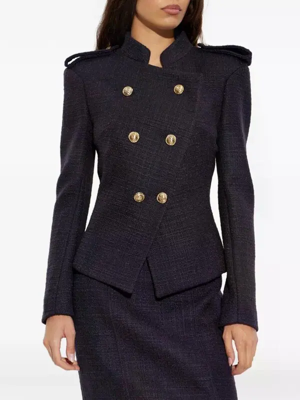 Balmain Tweed 6-button Jacket - Blue