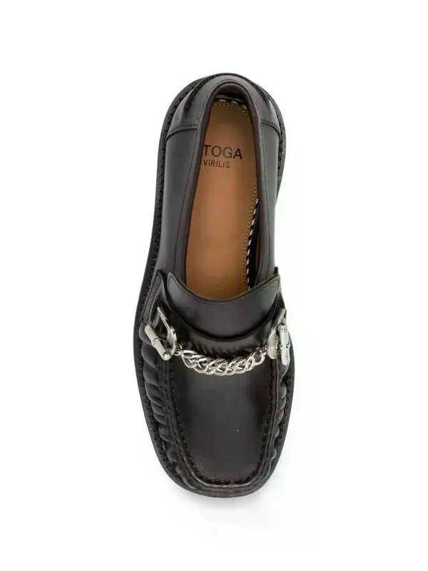 TOGA VIRILIS Buckled Chain-link Leather Loafers