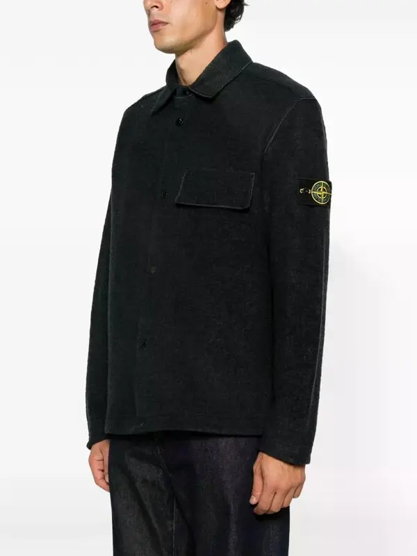 Stone Island Logo-patch Overshirt Jacket - Blue
