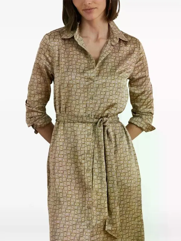 Ralph Lauren Monogram-print Belted Shirt Midi Dress