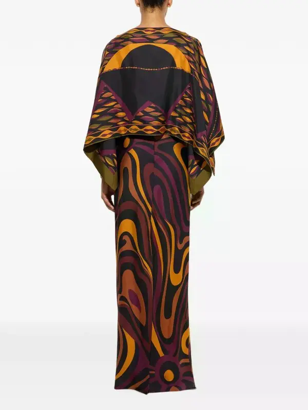 Emilio Pucci Marmo Print Silk Dress With Cape
