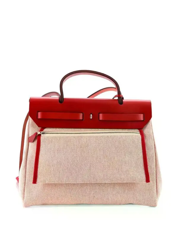 Hermès Herbag Zip Pegase Pop Toile And Leather 31 Shoulder Bag - Red