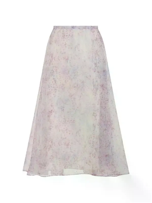 Alberta Ferretti Floral-print Organza Skirt