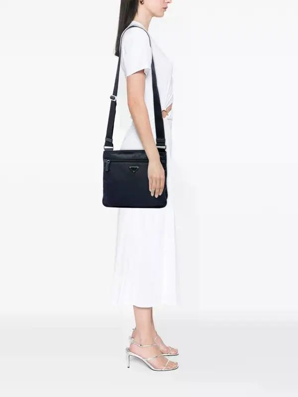 Prada 2013-2026 Saffiano Trimmed Tessuto Zip Top Crossbody Bag