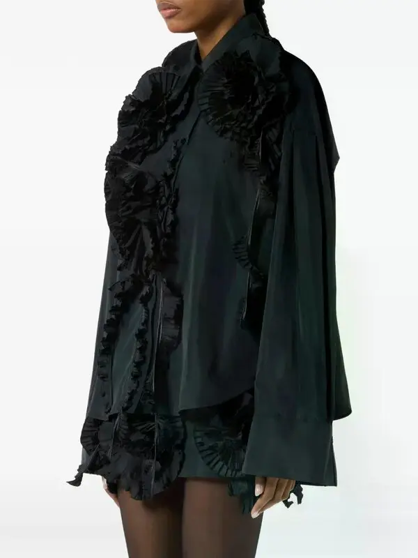 Blumarine Rose-appliqué Taffeta Shirt