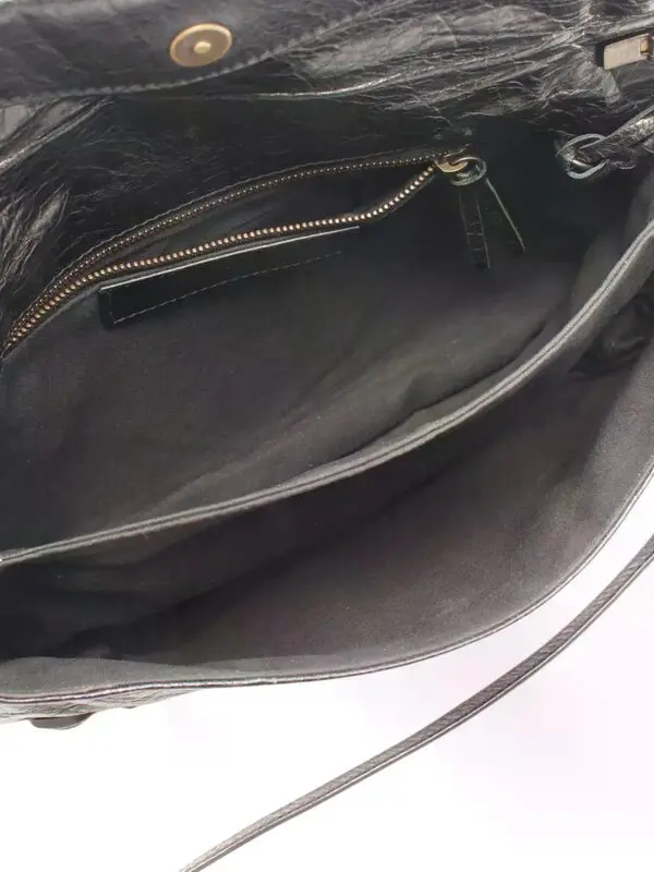 Balenciaga 2018-2026 Lambskin Motocross Classic Envelope Clutch With Strap Crossbody Bag - Black