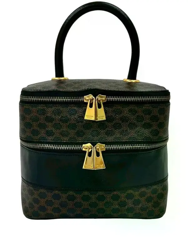 Celine 1996 Macadam Coated Canvas Double Zip Vanity Bag