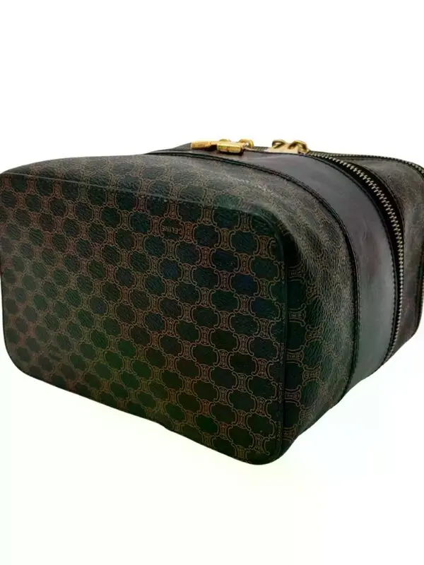 Celine 1996 Macadam Coated Canvas Double Zip Vanity Bag