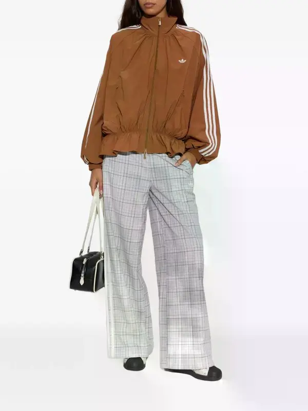 Adidas Checked Wide-leg Track Pants - Grey
