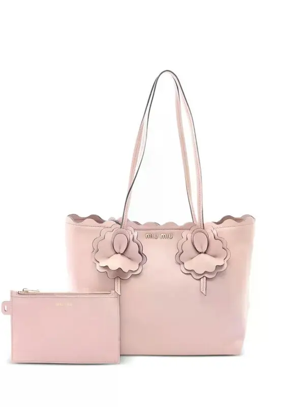 Miu Miu 2010s Floral-appliqué Tote Bag - Pink