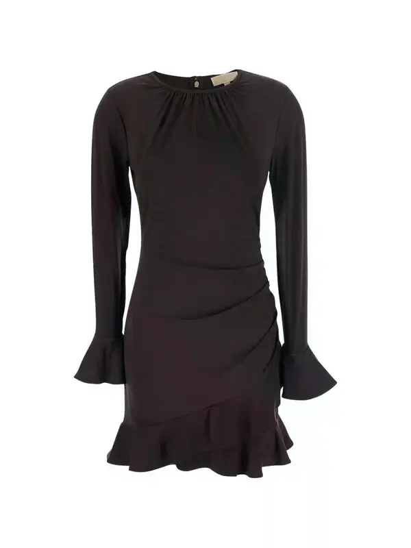 Michael Kors Ruffled Stretch Matte Jersey Dress - Brown