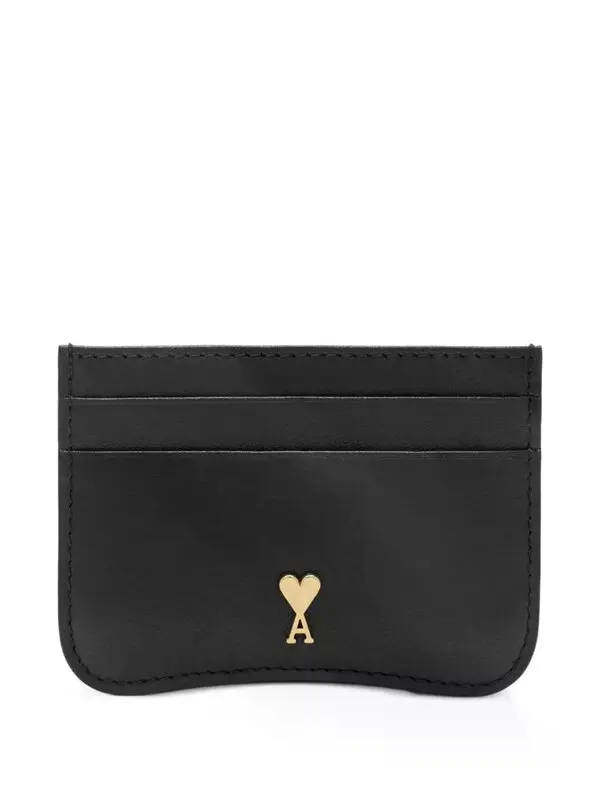AMI Paris De Coeur Leather Card Holder - Black