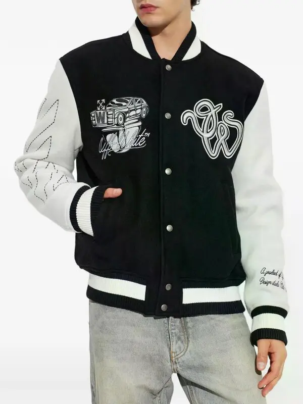 Off-White Logo-patch Panelled Bomber Jacket