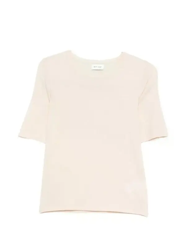 Soft Goat Round-neck Short-sleeve T-shirt - Neutrals