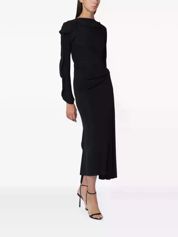 Victoria Beckham Long-sleeve Draped Midi Dress
