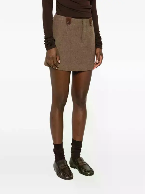 ELEH Herringbone Button-tab Skirt