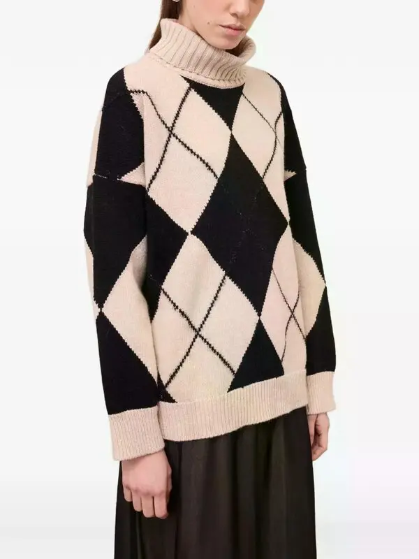 OTTOD'AME Argyle-intarsia Roll-neck Sweater