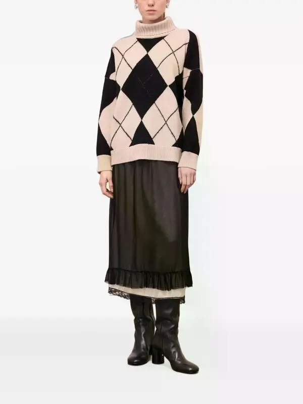 OTTOD'AME Argyle-intarsia Roll-neck Sweater