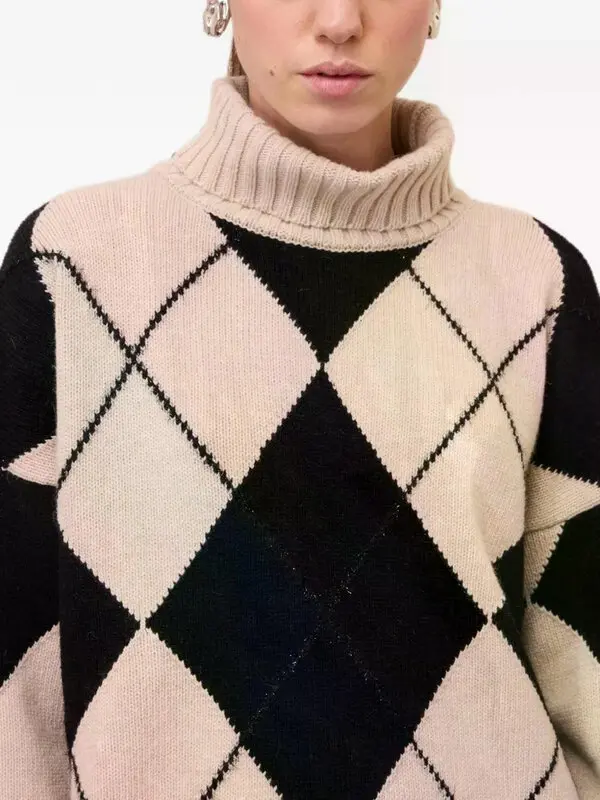 OTTOD'AME Argyle-intarsia Roll-neck Sweater