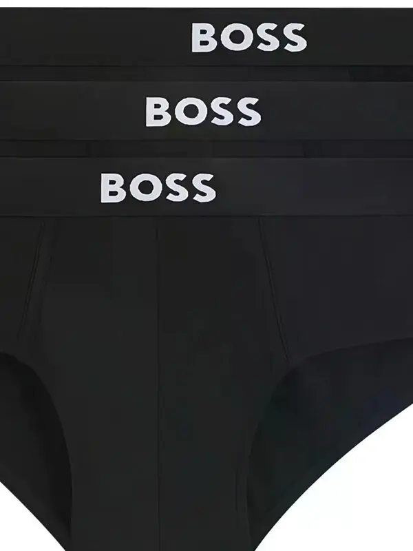 BOSS Three-pack Stretch-cotton Briefs - Black