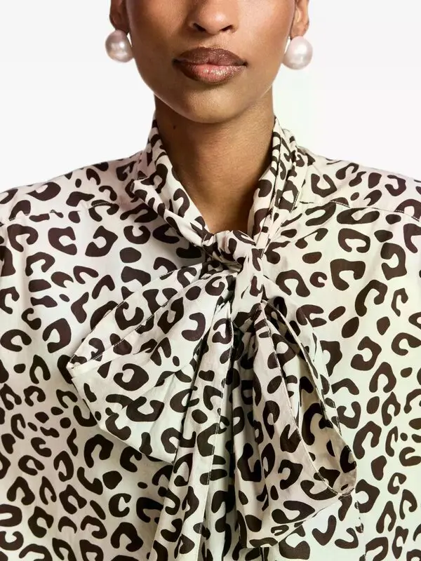 Essentiel Antwerp Leopard-print Pussy-bow Shirt