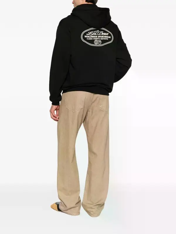 LES DEUX Worldwide Logo-print Cotton Hoodie