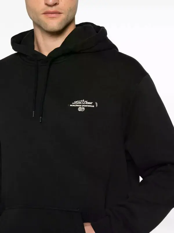 LES DEUX Worldwide Logo-print Cotton Hoodie