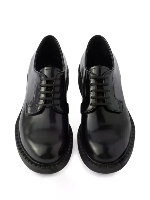 Prada Chocolate Brushed Leather Derby Shoes