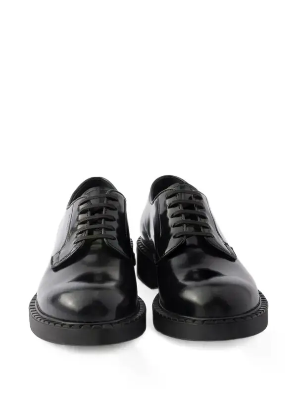 Prada Chocolate Brushed Leather Derby Shoes
