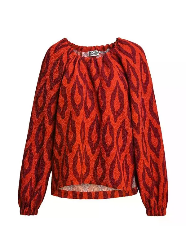 Essentiel Antwerp Kolorful Graphic-pattern Long-sleeve Blouse - Orange