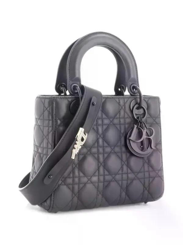 Dior Ultra Matte My Abcdior Lady Bag Cannage Quilt Calfskin Shoulder Bag - Black
