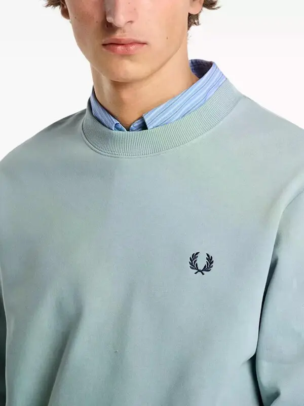 Fred Perry Crew-neck Embroidered-logo Sweatshirt - Blue