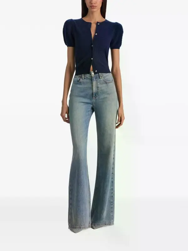 Alice + Olivia Sabine Puff-sleeve Cardigan - Blue