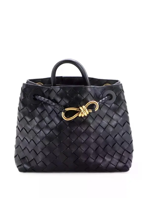 Bottega Veneta Andiamo Top Handle Bag Intrecciato Nappa Small Satchel - Black