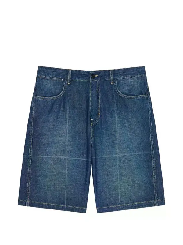 Givenchy Couture Seam Bermuda Shorts In Denim With Folded Effect